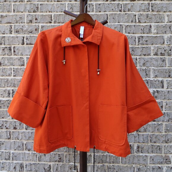 MarlaWynne | Jackets & Coats | Marla Wynne Orange Cotton Canvas Drama ...